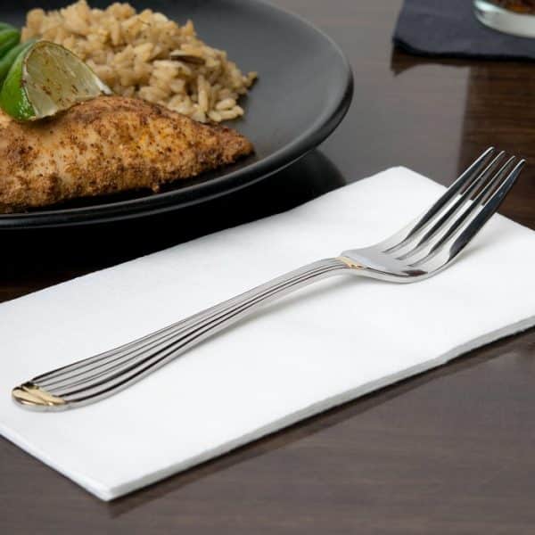 Rent gold trimmed dinner forks at All Seasons Rent All