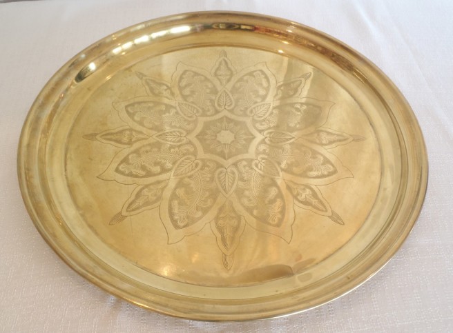 Rent a brass 22" round tray at All Seasons Rent All
